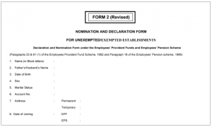 EPF Form 2 - Structure for Part-A & Part-B | How to Fill e-Nomination?